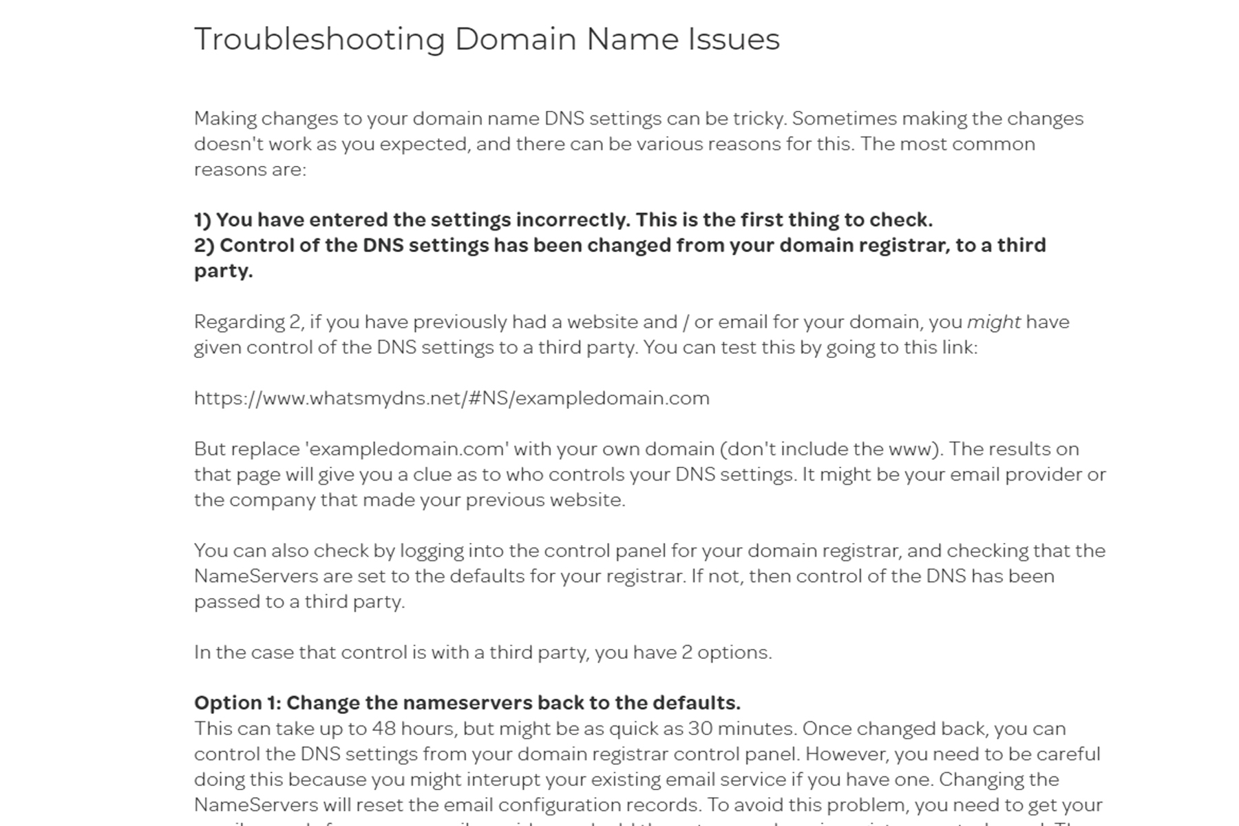 Troubleshooting Domain Name Issues