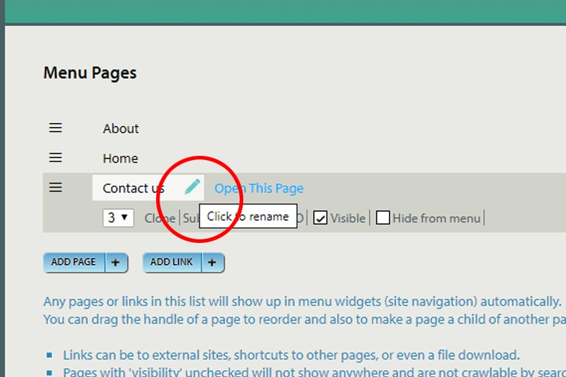 Edit Menu and Page Labels (Names)
